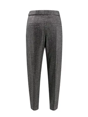 Brunello Cucinelli Herringbone Cropped Pleated Trousers