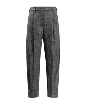 Brunello Cucinelli Herringbone Cropped Pleated Trousers