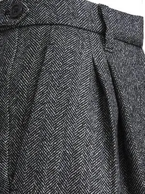 Brunello Cucinelli Herringbone Cropped Pleated Trousers