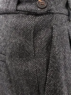 Brunello Cucinelli Herringbone Cropped Pleated Trousers