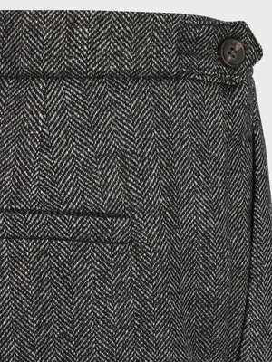Brunello Cucinelli Herringbone Cropped Pleated Trousers