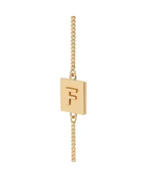 Celine Alphabet F Bracelet In Brass With Gold Finish