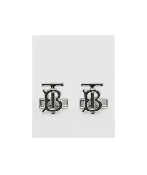 Burberry Monogram Motif Enamel And Palladium-plated Cufflinks - Black