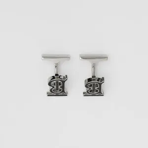 Burberry Monogram Motif Enamel And Palladium-plated Cufflinks