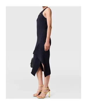 Stella McCartney Sleeveless Ribbed Knit Midi Dress With Keyhole Neckline