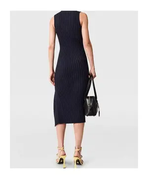 Stella McCartney Sleeveless Ribbed Knit Midi Dress With Keyhole Neckline