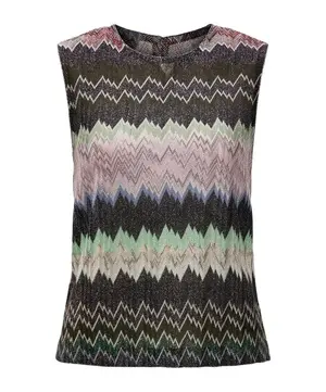 Missoni Sleeveless Zigzag Patterned Top - Black