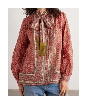 Valentino Garavani Long Sleeve Shirt With Fringed Scarf Detail