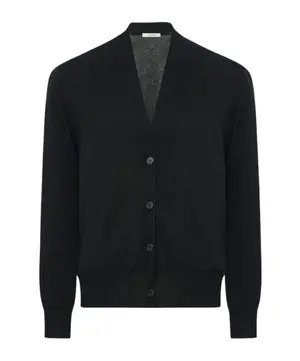 THE ROW Otie V-neck Button-up Cardigan - Black