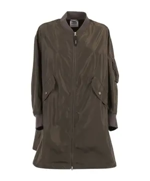 Aspesi Ribbed Collar Long-sleeved Trench Coat