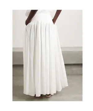THE ROW Pleated Gauze Maxi Skirt - Ivory