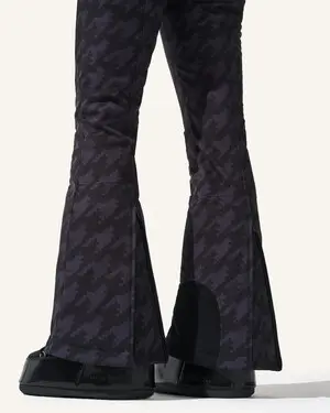 Perfect Moment Houndstooth High-waist Aurora Flare Ski Pants - Black-houndstooth