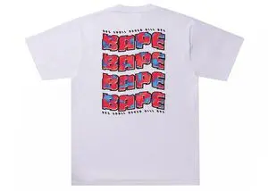 A BATHING APE Stroke Camo Distortion Tee Shirt - White/red