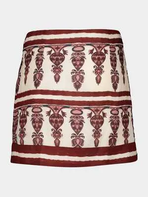 Johanna Ortiz Printed Linen Wrap Mini Skirt