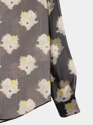 Fendi Bouquet Silk Organza Shirt - Black