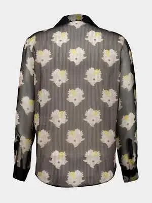 Fendi Bouquet Silk Organza Shirt - Black