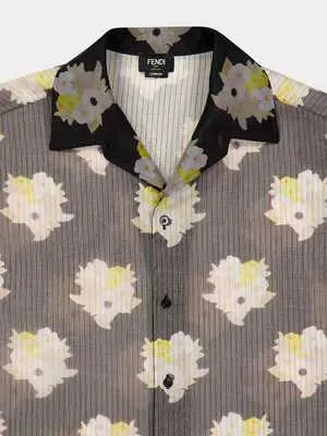 Fendi Bouquet Silk Organza Shirt - Black