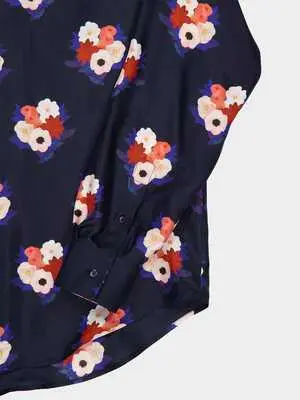 Fendi Dark Bouquet Silk Shirt - Blue