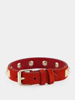 Valentino Garavani Suede Rockstud Bracelet - Red