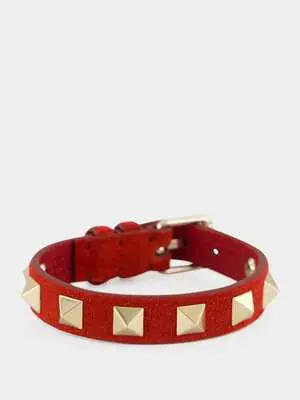 Valentino Garavani Suede Rockstud Bracelet - Red