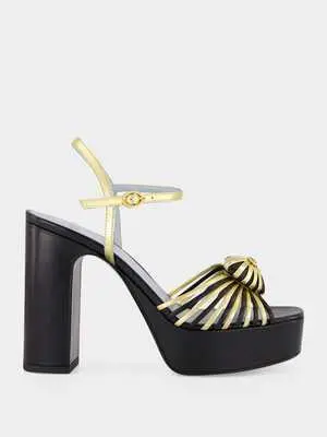 Valentino Garavani Gold And Platform Sandals - Black