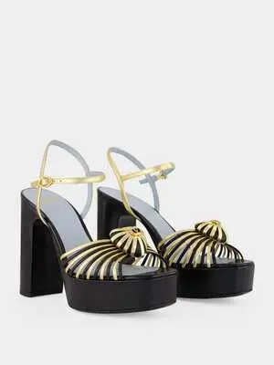 Valentino Garavani Gold And Platform Sandals - Black