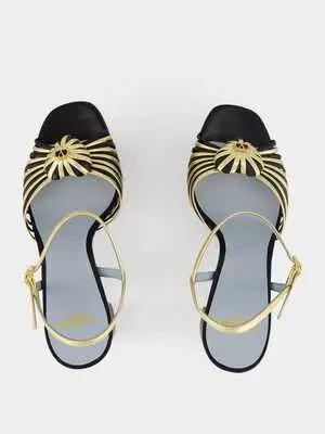 Valentino Garavani Gold And Platform Sandals - Black