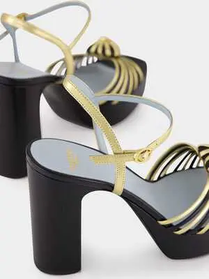 Valentino Garavani Gold And Platform Sandals - Black