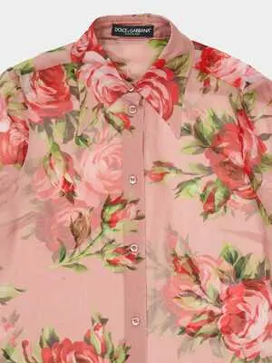 Dolce & Gabbana Rose Bouquet Silk Shirt - Pink