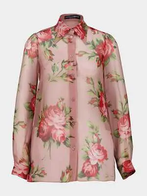 Dolce & Gabbana Rose Bouquet Silk Shirt - Pink