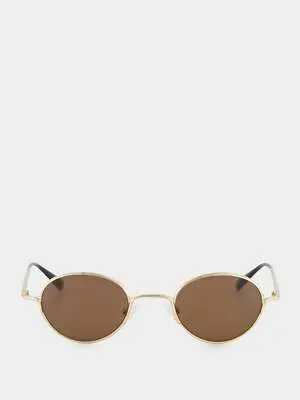 Alexander McQueen Gold Round Metal Sunglasses - Brown