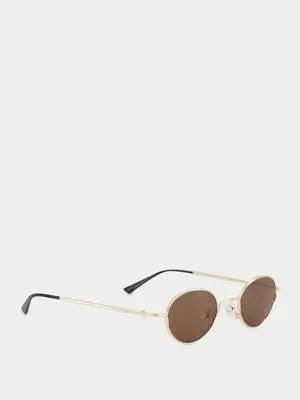 Alexander McQueen Gold Round Metal Sunglasses - Brown