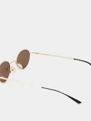 Alexander McQueen Gold Round Metal Sunglasses - Brown