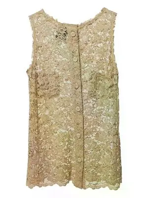 Dolce & Gabbana Beige Lace Sleeveless Top