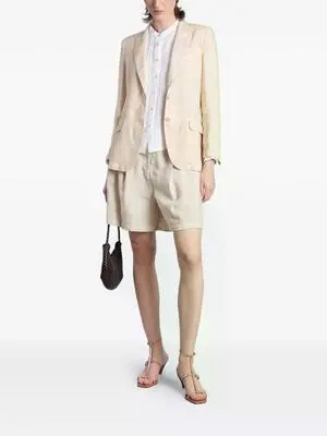 120% Lino Pleated Detail Shorts - Neutrals