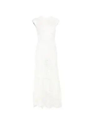 Erdem ERDEM Crochet-Knit Midi Dress Neutrals