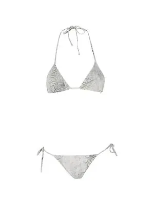 Federica Tosi Snake-print Triangle Bikini - Neutrals