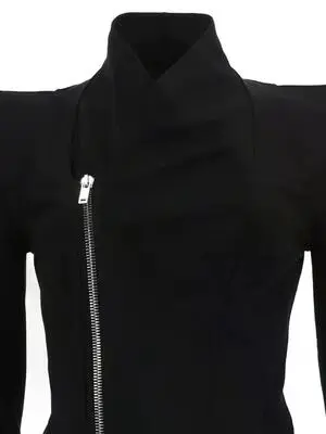 Rick Owens Asymmetrical Zip Padded Shoulder Jacket - Black