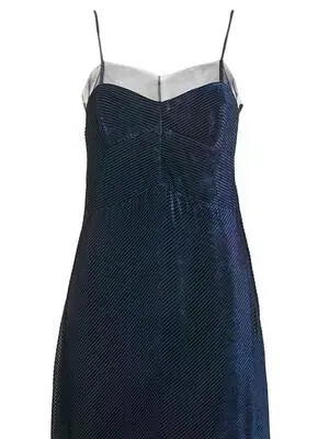 Fendi Velvet Dress With Diagonal Stripe And Flounce Detailing
