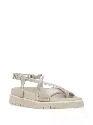 PATRIZIA BONFANTI Yasu Crossover Strap Metallic Sandals