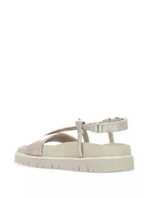 PATRIZIA BONFANTI Yasu Crossover Strap Metallic Sandals