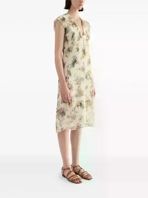 JIL SANDER Floral Print Silk Dress
