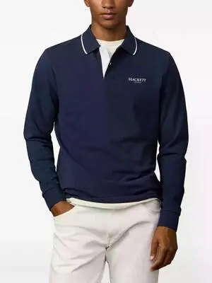 HACKETT LONDON Logo-embroidered Tipped Polo Shirt - Blue