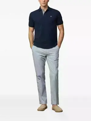 HACKETT LONDON Stripe-trim Logo-embroidered Polo Shirt - Blue