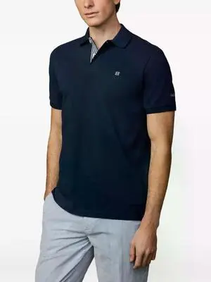 HACKETT LONDON Stripe-trim Logo-embroidered Polo Shirt