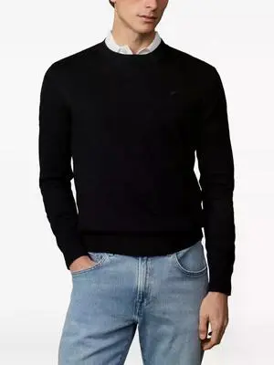 HACKETT LONDON Embroidered Cotton-knit Sweater