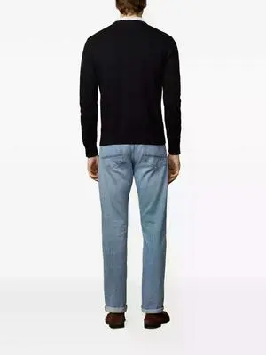 HACKETT LONDON Embroidered Cotton-knit Sweater