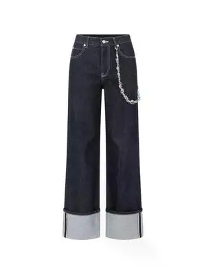 CIRCUS HOTEL Chain-detail Turn-up Jeans