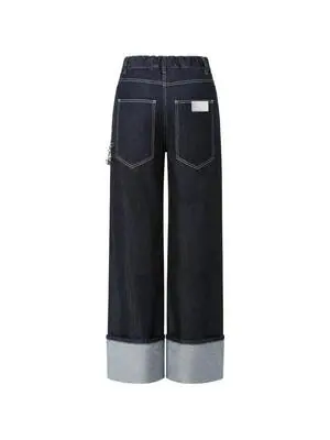 CIRCUS HOTEL Chain-detail Turn-up Jeans