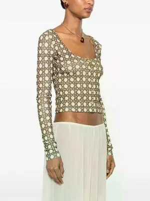Nanushka Cropped Geometric-print Cardigan